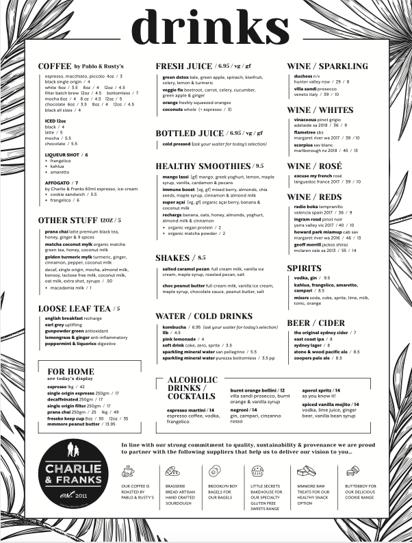 Cafe Menus