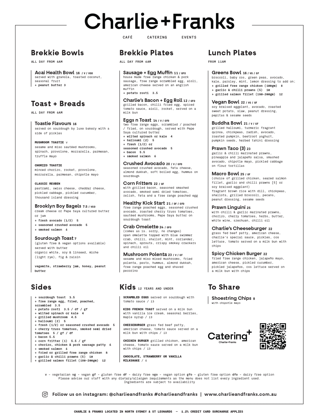 Cafe Menus